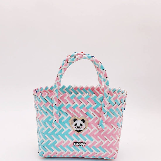 Panda Basket: Panda-Embroidered Woven Bag, Sweet & Colorful – Chuan-X panda