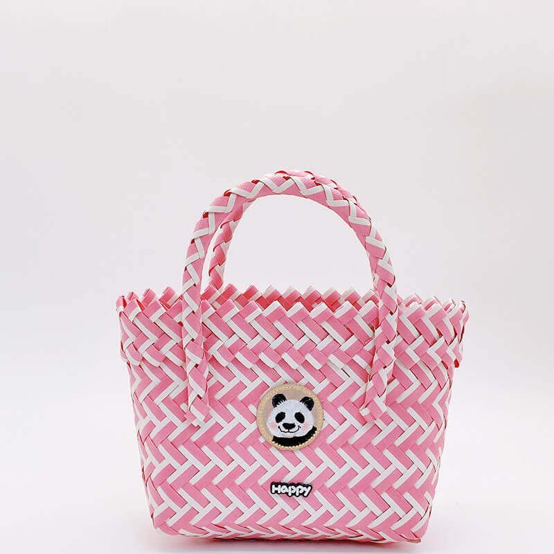 Panda Basket: Panda-Embroidered Woven Bag, Sweet & Colorful – Chuan-X panda