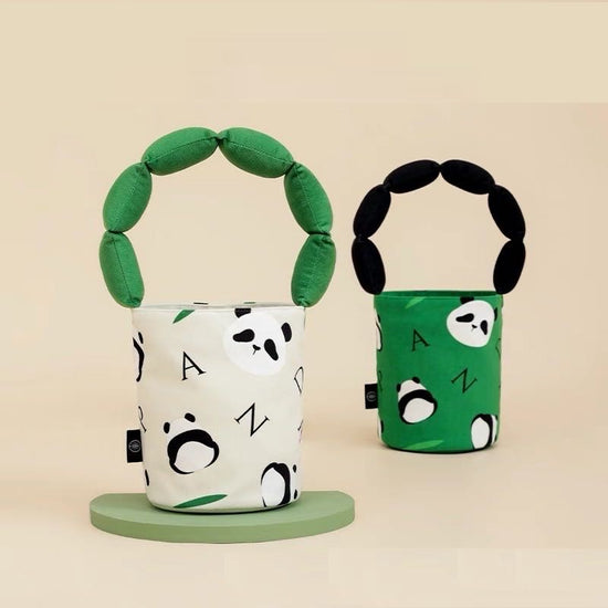 Panda Tote Bag, Canvas Bucket Bag, with Panda Design in 2 Colors ...