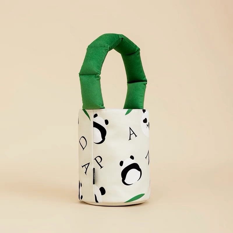 Panda Tote Bag, Canvas Bucket Bag, with Panda Design in 2 Colors ...