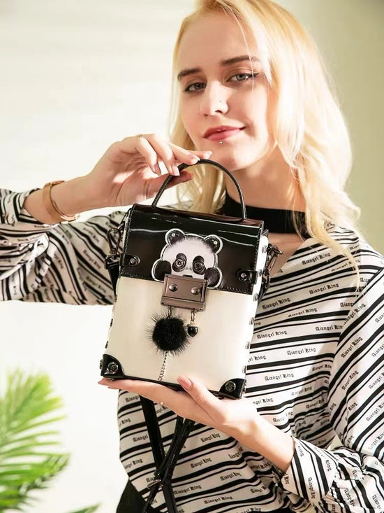 Panda Bag, Cartoon Punk Bag, Crossbody Bag with Panda Art in 2 Colors ...